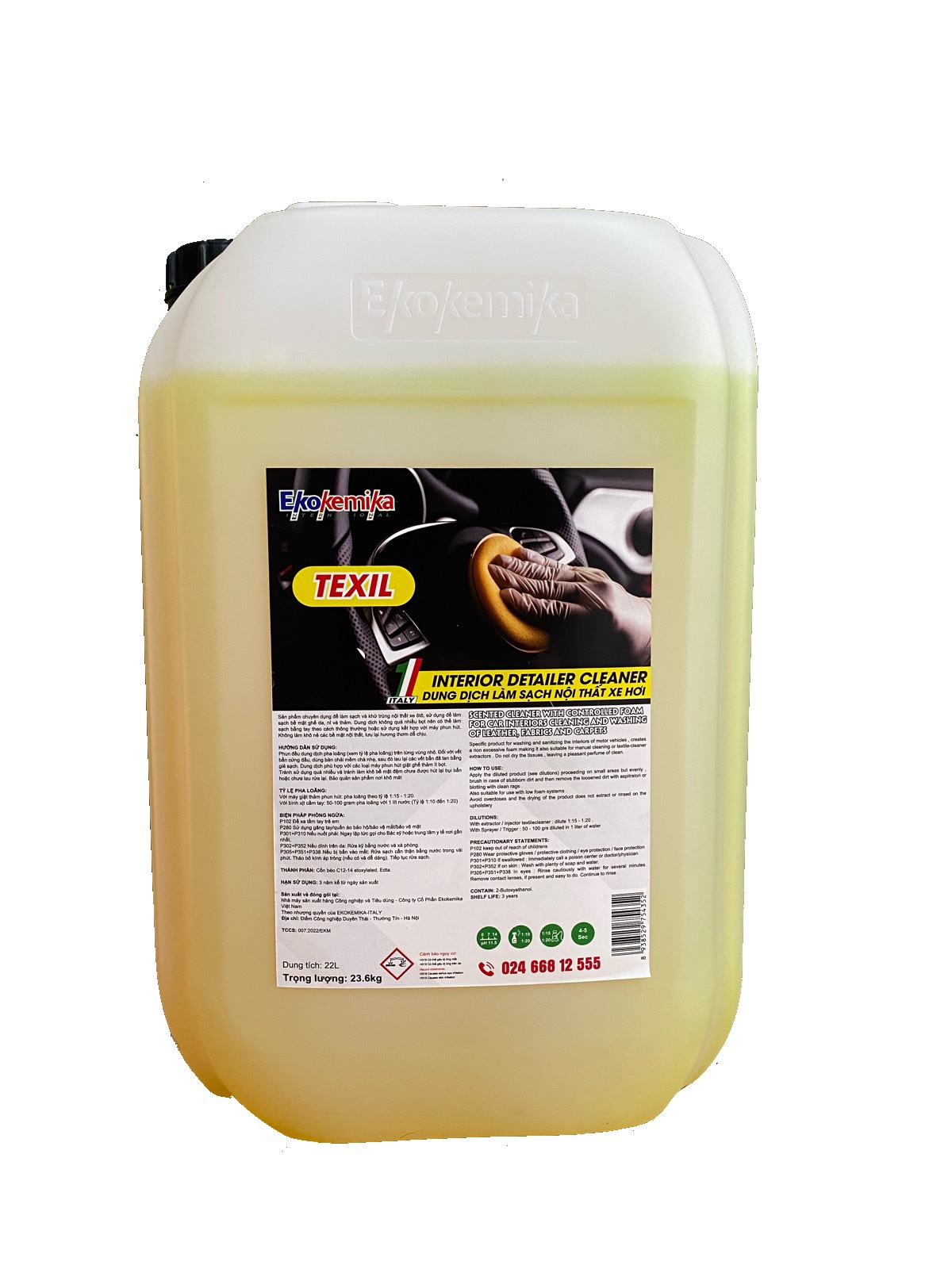 Dung dịch làm sạch nội thất ô tô đậm đặc Texil 22L – Ekokemika Miền Nam